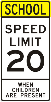 BIKESAFE: Placement of 20 Mile per Hour School Zone Signs