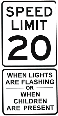 BIKESAFE: Placement of 20 Mile per Hour School Zone Signs